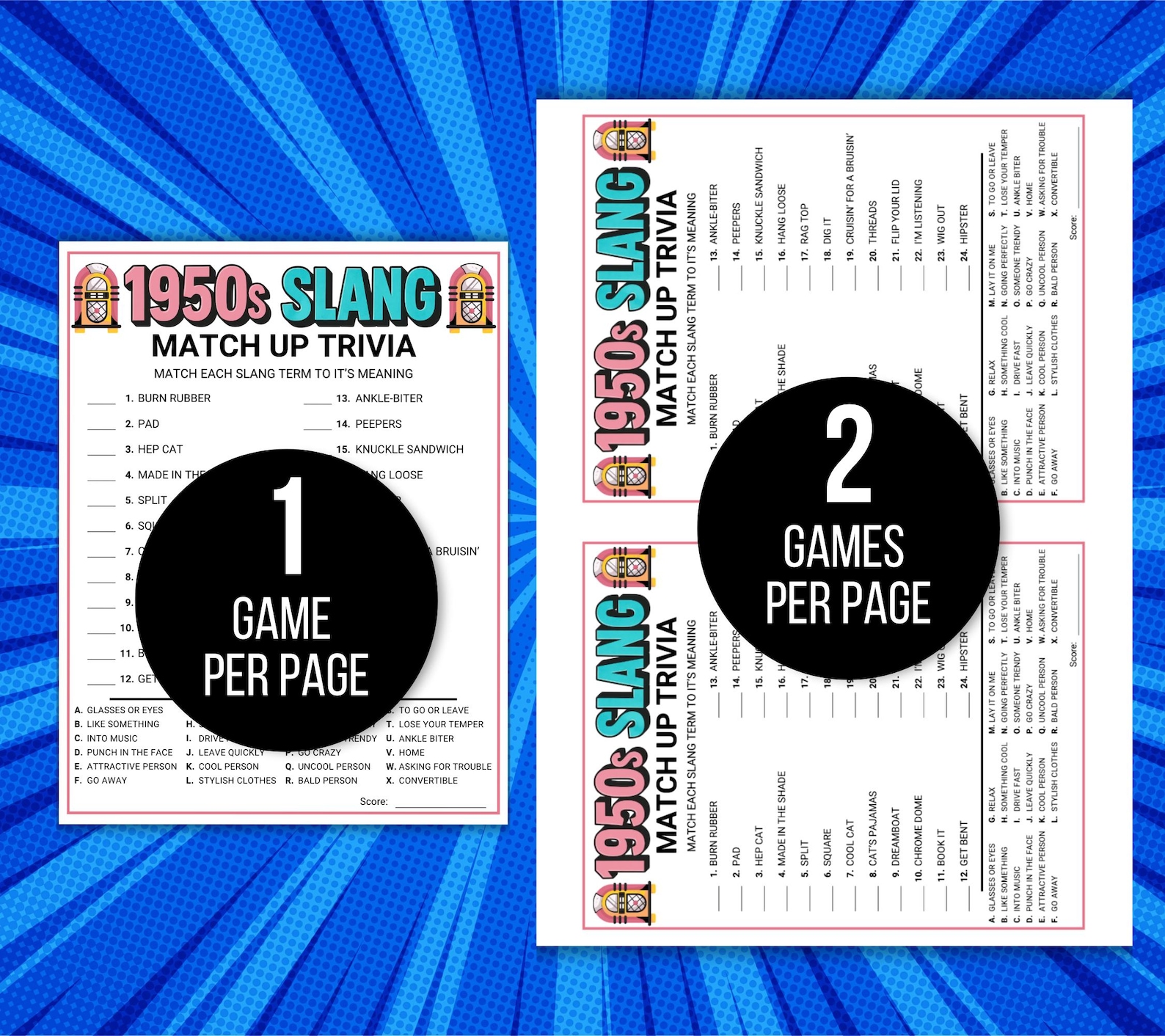Slang by the Decades Game Bundle, Decade Trivia Night Games, Decade ...