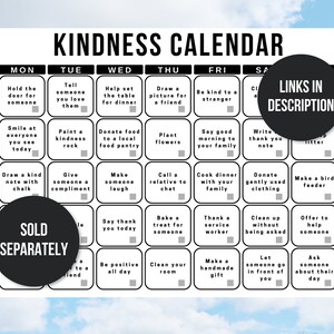 Kindness Calendar, Acts of Kindness Calendar, Kid's Kindness Challenge ...