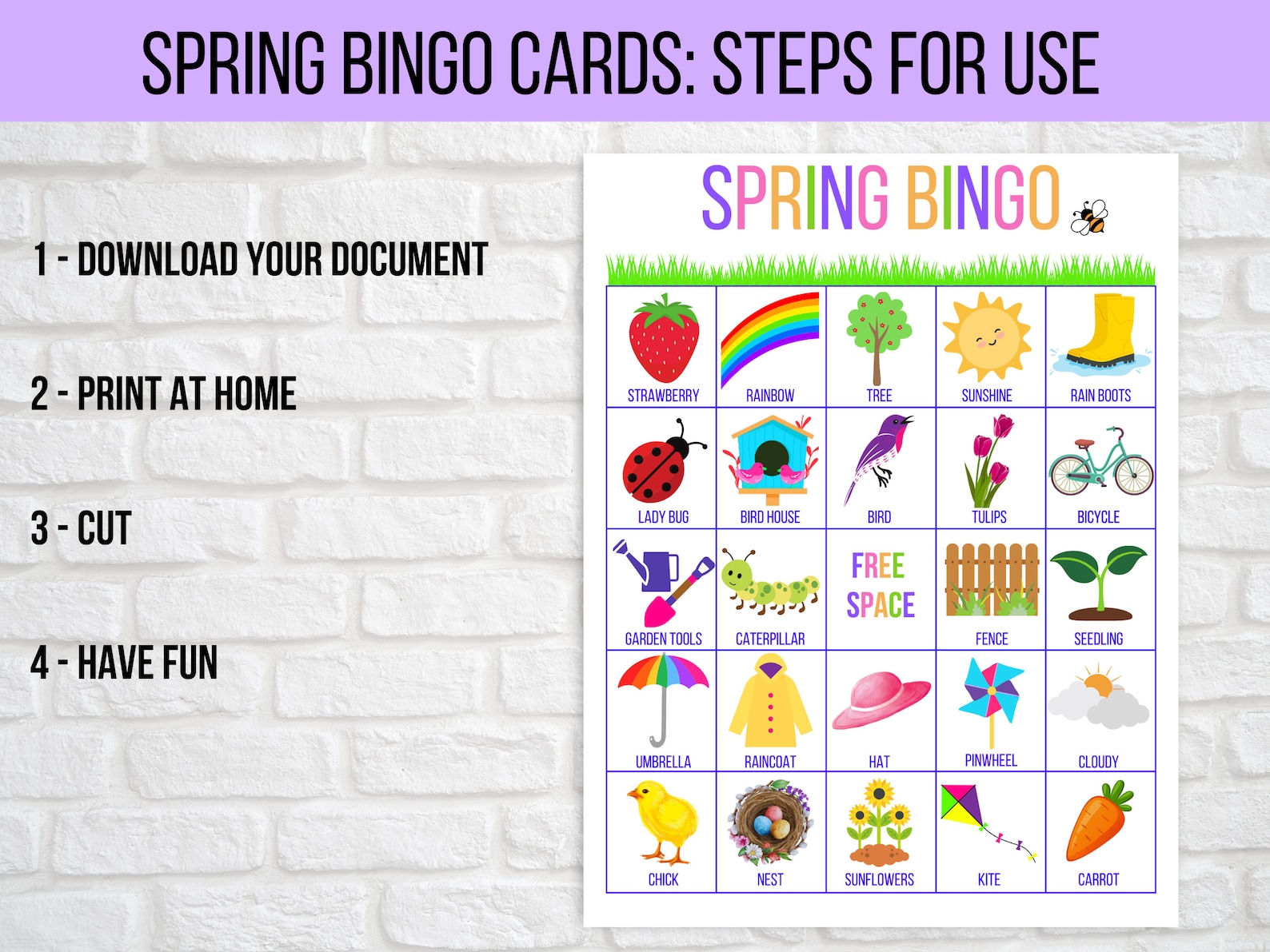 Printable Spring Bingo 30 Spring Bingo Cards Spring Activity - Etsy