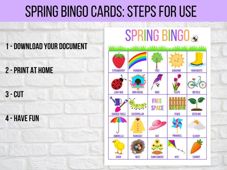 Printable Spring Bingo 30 Spring Bingo Cards Spring Activity - Etsy