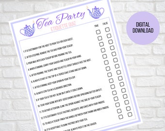 Afternoon Tea Etiquette Instant Download Tea Party - Etsy