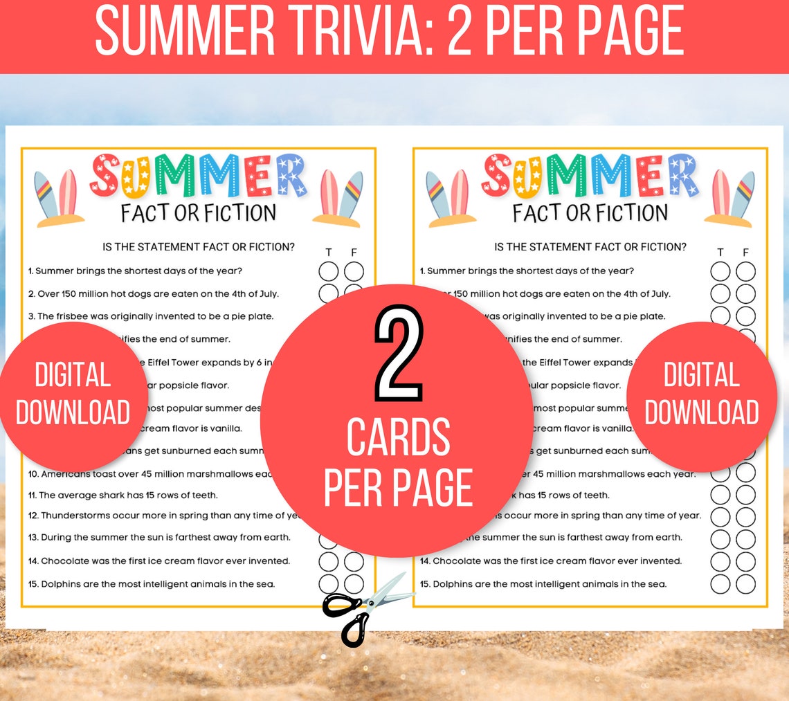 Summer Trivia Game, Summer Trivia Quiz, Summer Fact or Fiction Game ...