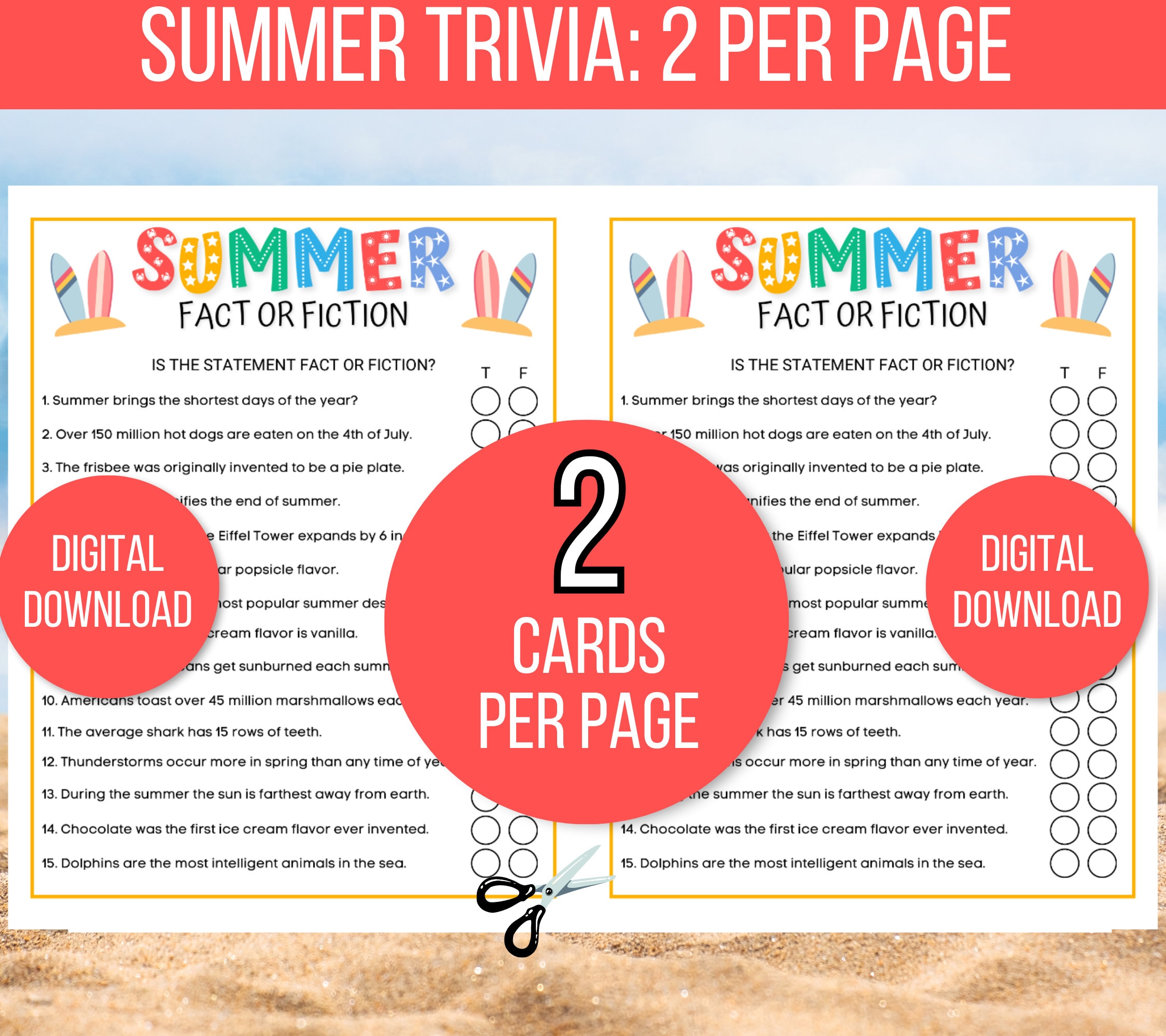Summer Trivia Game, Summer Trivia Quiz, Summer Fact or Fiction Game ...