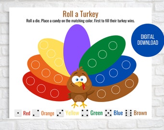 Thanksgiving Kids Table Game: Roll A Turkey - Etsy