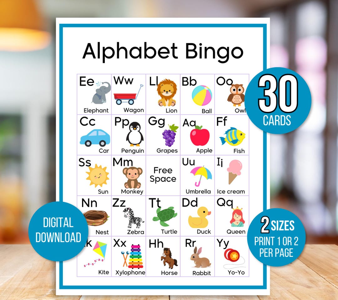 Alphabet Bingo, 30 Printable Alphabet Bingo Cards, ABC Practice, ABC ...