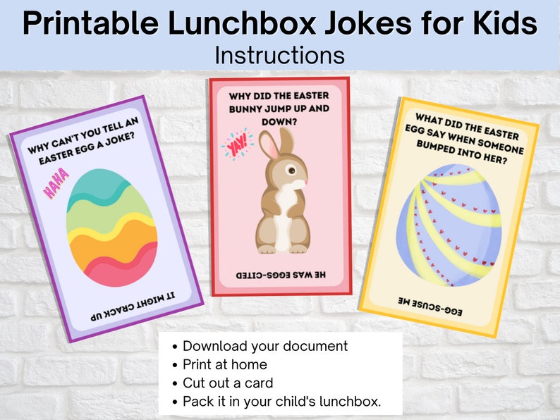 Printable Easter Lunchbox Jokes for Kids Funny Easter Lunch - Etsy