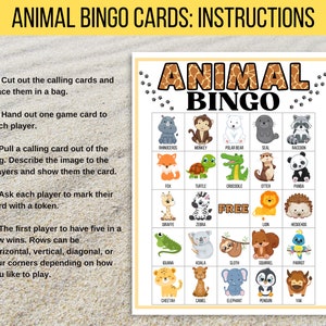 Animal Bingo, 30 Printable Animal Bingo Cards, Animal Party Game ...
