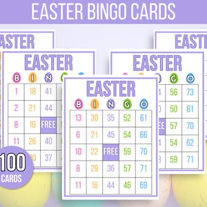 Easter Bingo, 100 Easter Bingo Cards, Easter Party Game, Easter ...