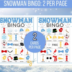 Snowman Bingo, Winter Bingo, 30 Printable Snowman Bingo Cards, Winter ...