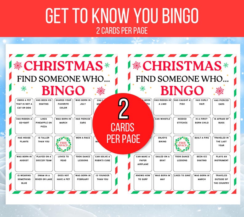 Get to Know You Christmas Bingo, Find the Guest Bingo, Christmas Human ...
