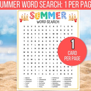 Summer Word Search, Fun Summer Game, Printable Summer Game, Summer ...