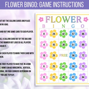 Flower Bingo, 100 Spring Bingo Cards, Flower Carte Bingo, Spring ...