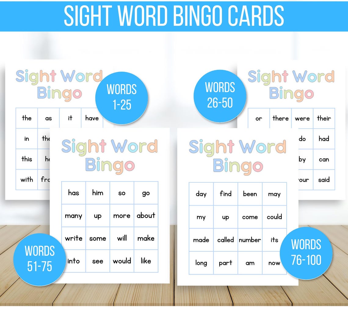 Sight Words Bingo, 120 Sight Words Bingo Cards, Fry's First 100 Words ...