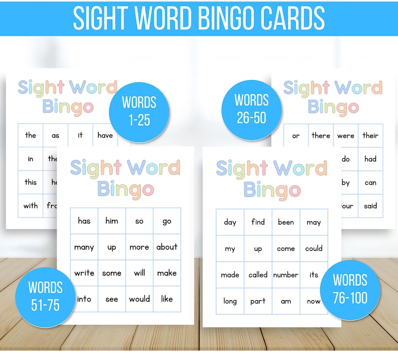 Sight Words Bingo, 120 Sight Words Bingo Cards, Fry's First 100 Words ...