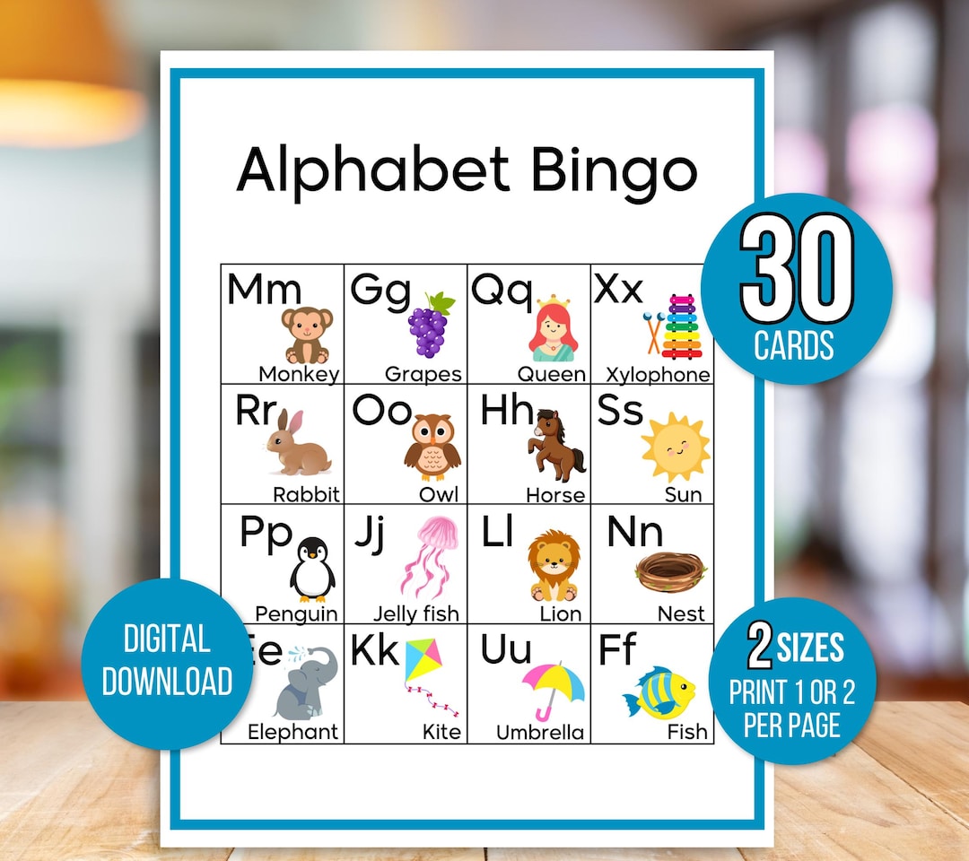 Alphabet Bingo, 30 Printable Alphabet Bingo Cards, ABC Practice, ABC ...