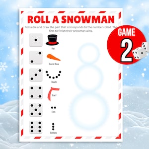 Roll a Snowman Printable, Roll a Christmas Tree, Roll a Dice Bundle ...