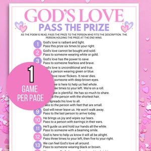 God's Love Pass the Prize Game, Pass the Prize Gods Love Game, Church ...