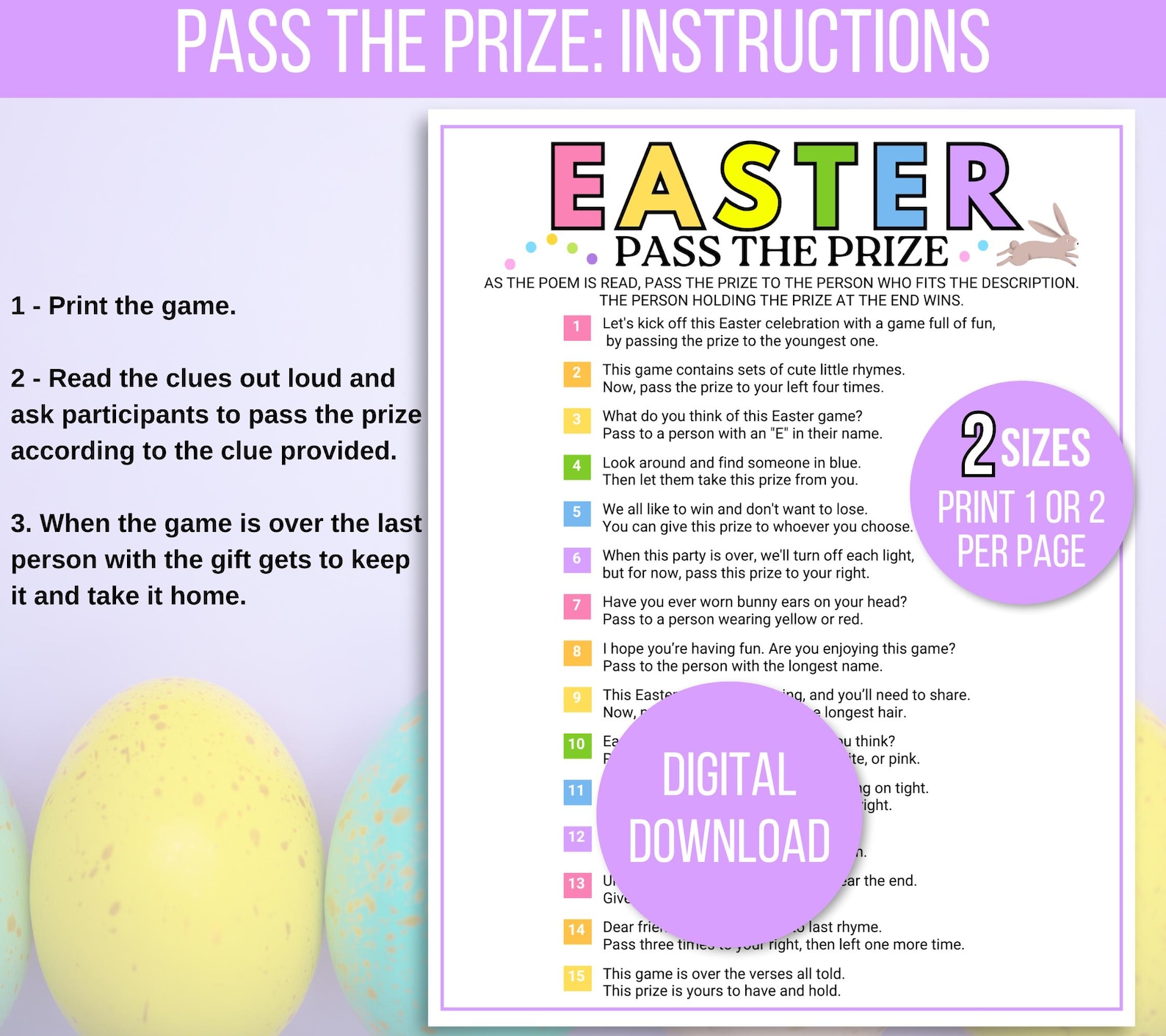 Easter Pass the Prize Game, Easter Pass the Present Game, Easter Pass ...
