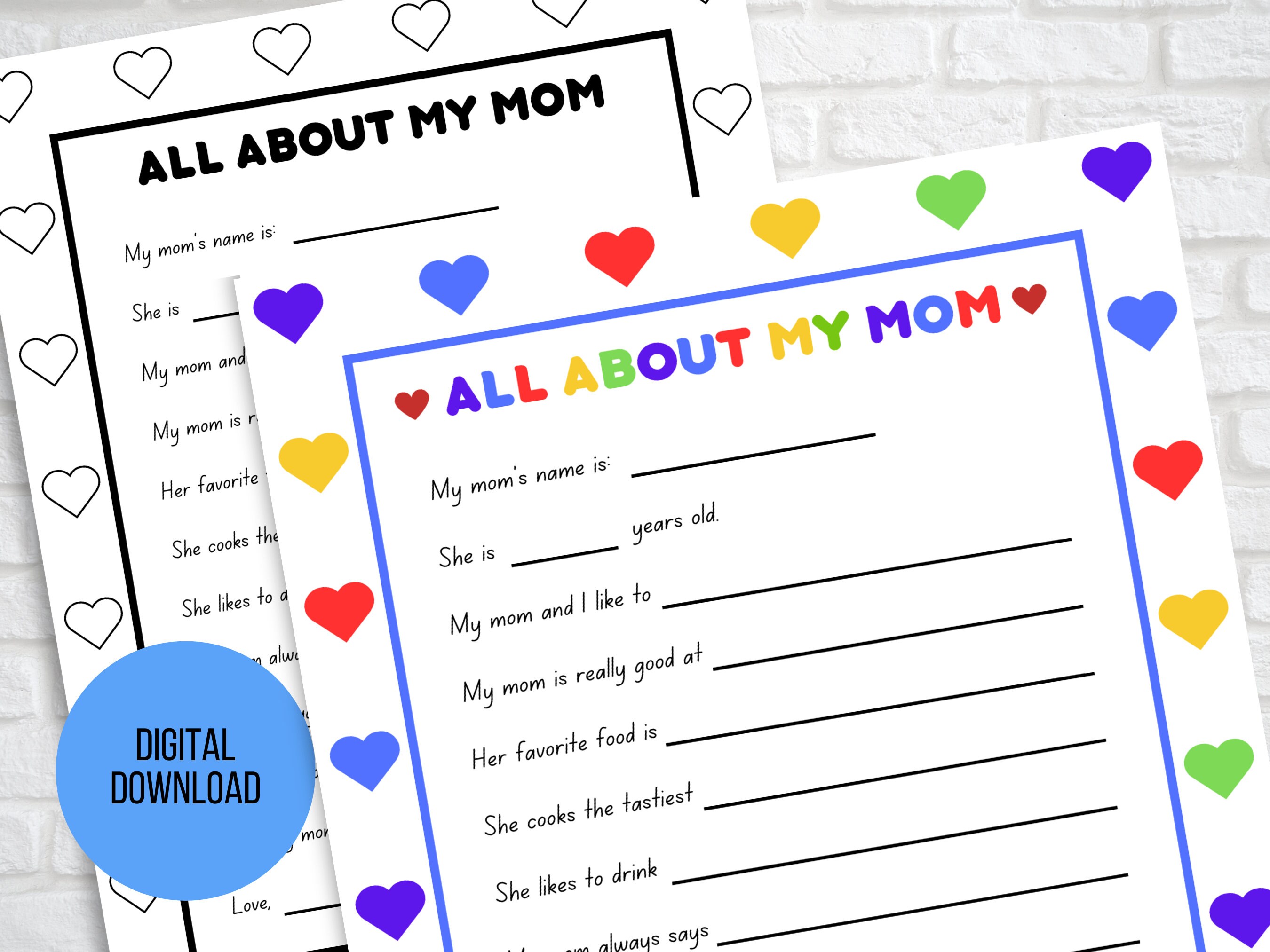 All About My Mom Fill in the Blanks Questionnaire - Etsy