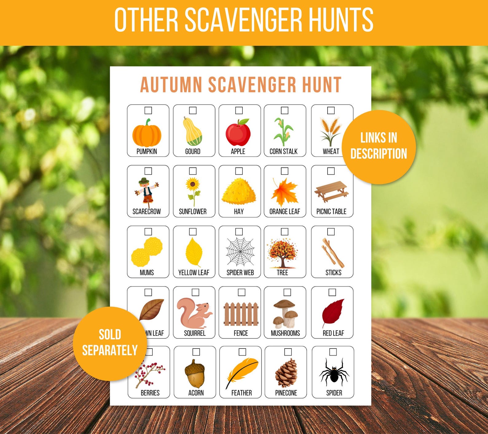 Pumpkin Patch Scavenger Hunt for Kids, Nature Scavenger Hunt, Pumpkin ...