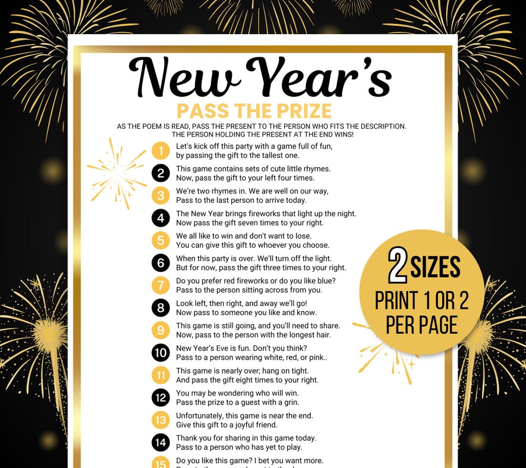 New Years Pass the Prize Game, New Years Pass the Present Game, New ...