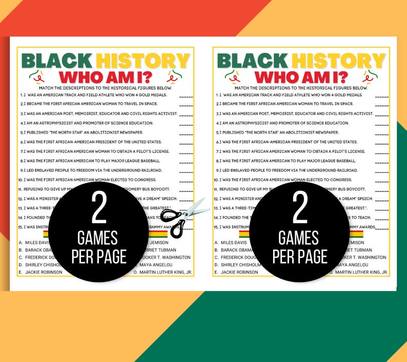 Black History Trivia, Black History Games, Black History Who Am I ...