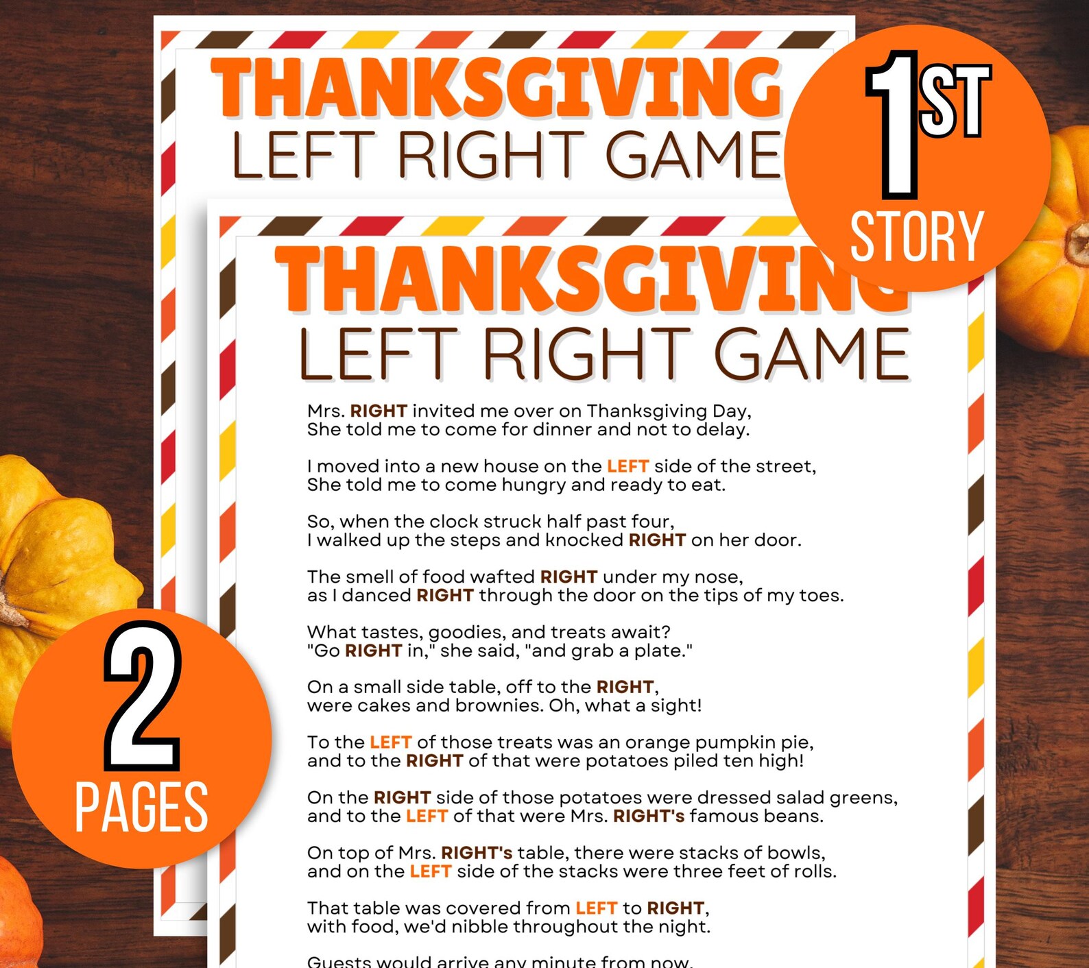Thanksgiving Left Right Game, Thanksgiving Games, Thanksgiving Pass the ...