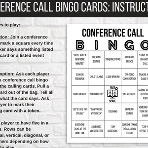 Conference Call Bingo, 50 Conference Call Bingo Game Cards, Conference ...