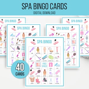 Spa Bingo, 40 Spa Bingo Cards, Spa Birthday Party Game, Girls Party ...