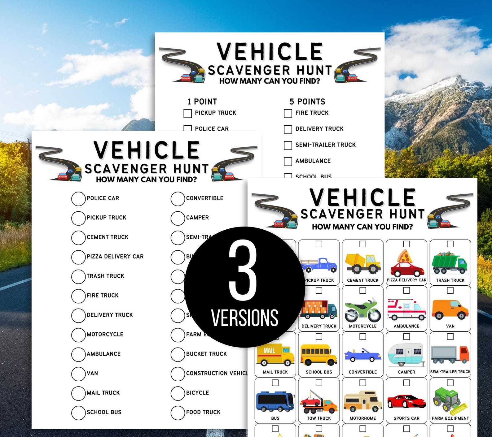 Road Trip Scavenger Hunt for Kids, Vehicle Scavenger Hunts, Road Trip ...
