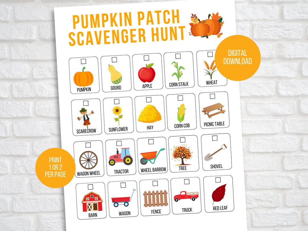 Pumpkin Patch Scavenger Hunt for Kids Nature Scavenger Hunt - Etsy