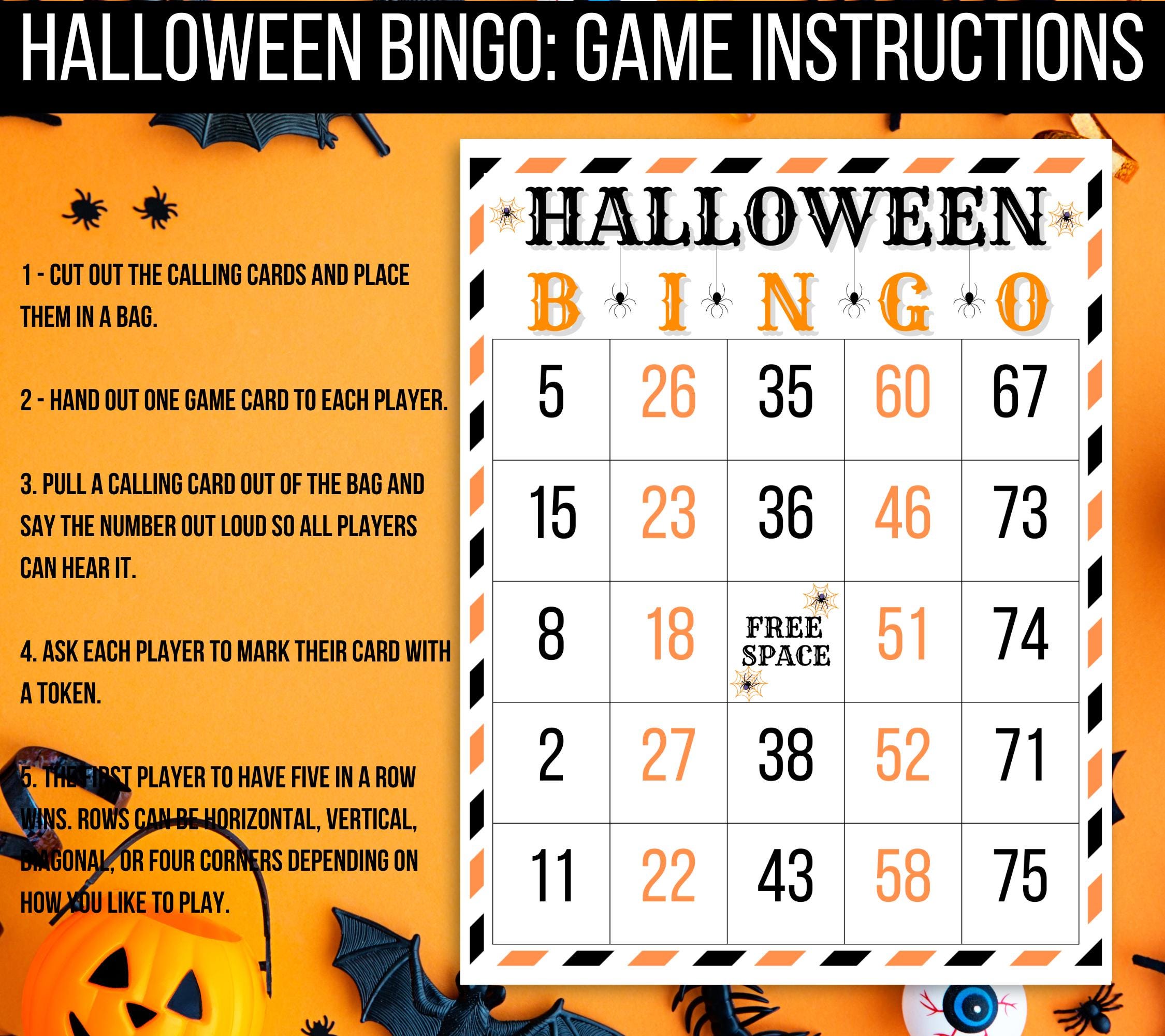 100 Halloween Bingo Cards, Halloween Number Bingo, Halloween Party Game ...