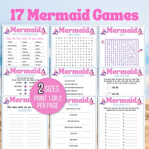 Mermaid Games Printable Bundle, Mermaid Activities, Girls Mermaid Games ...