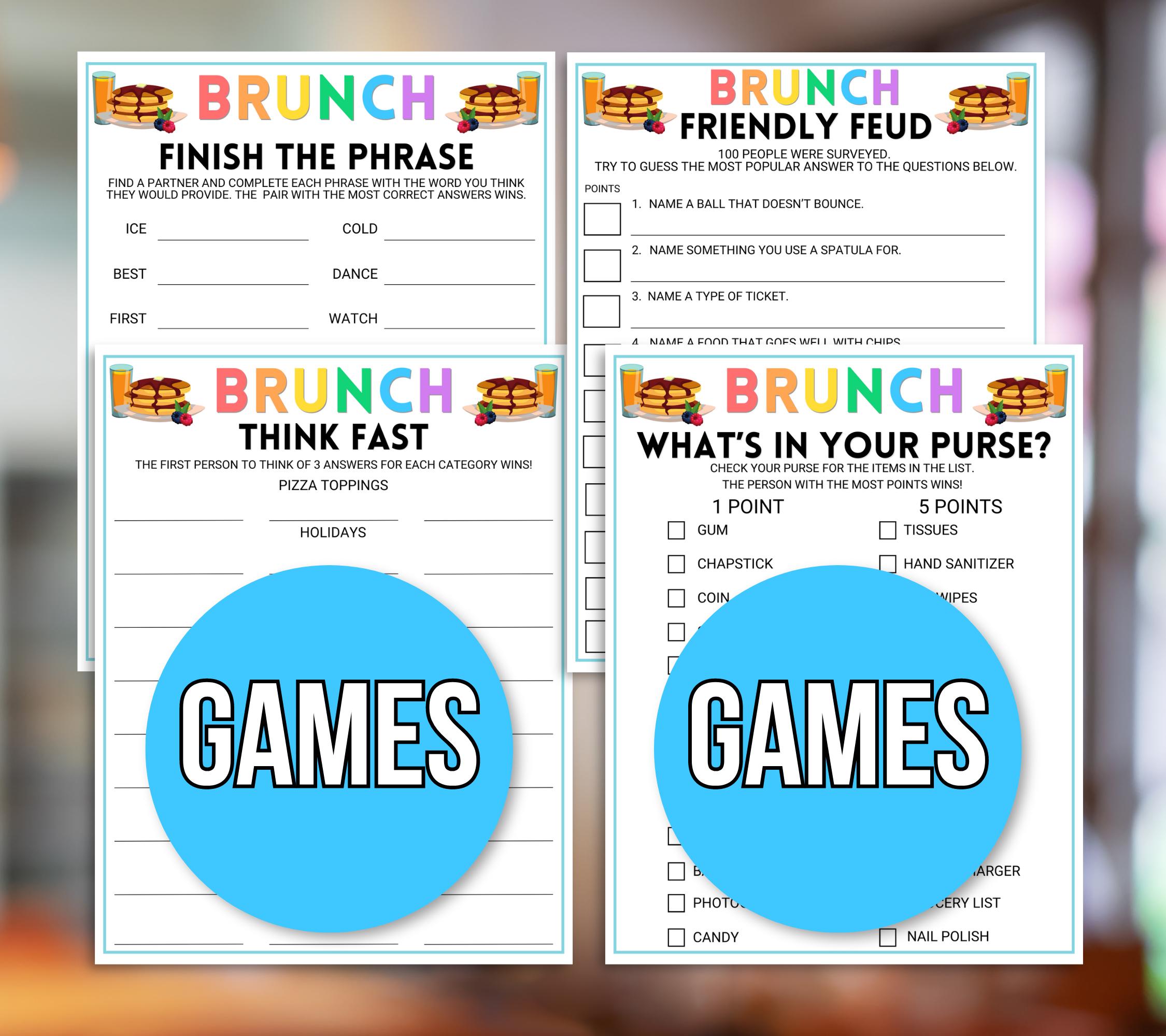 Brunch Party Games, Brunch Games, Icebreaker Table Games, Luncheon ...