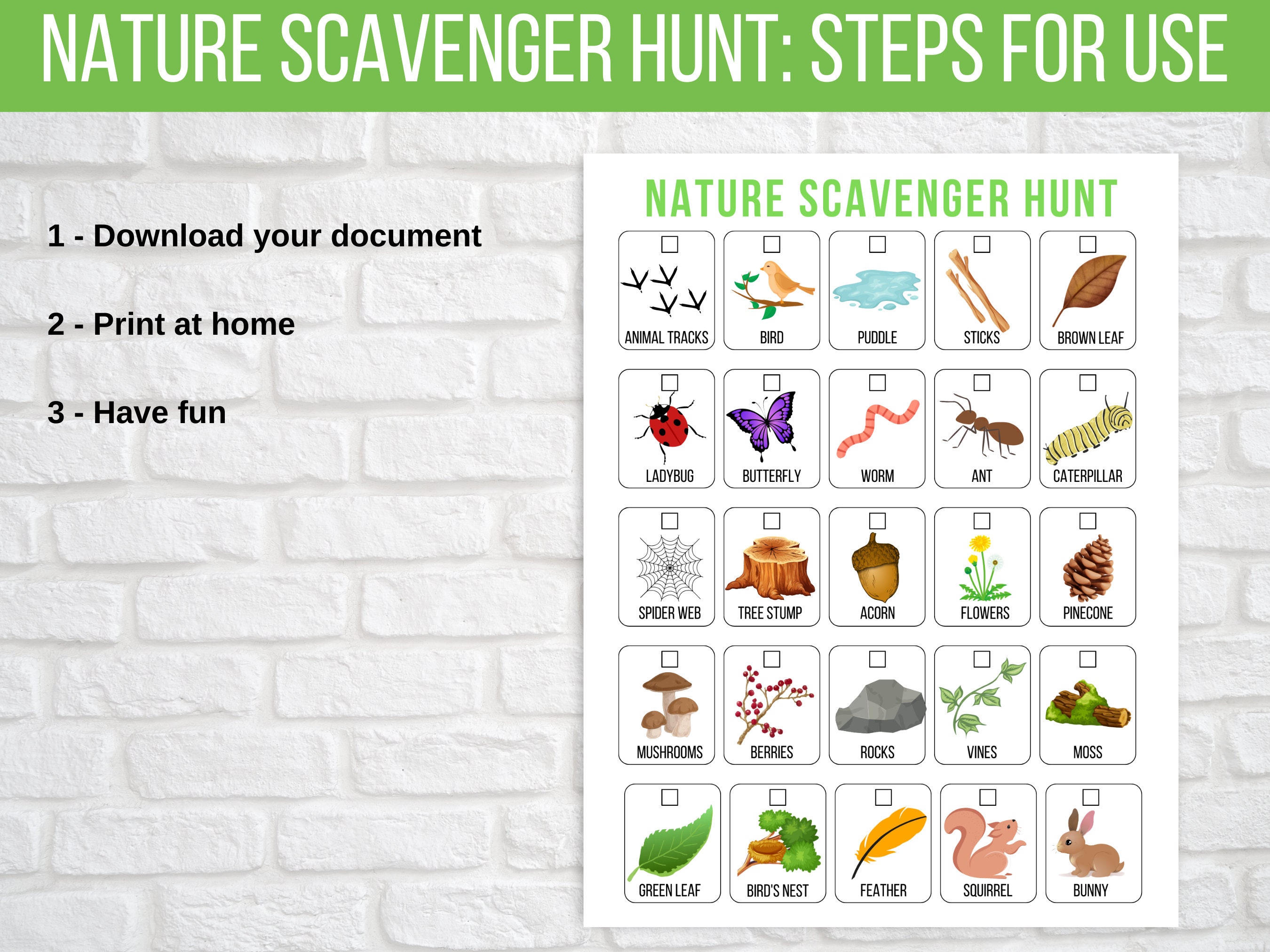 Nature Scavenger Hunt for Kids Outdoor Nature Scavenger Hunt - Etsy UK