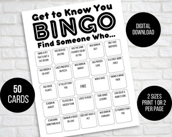 Find the Guest Human Bingo Get to Know You Icebreaker Party - Etsy