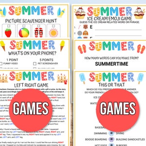 Summer Games Bundle, Summer Activities, Summer Party Games, Summer Game ...