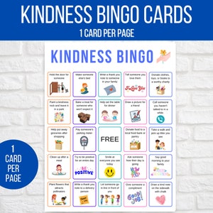 Kindness Bingo, 3 Kindness Bingo Cards, Acts of Kindness Bingo, Kid's ...