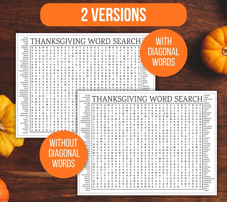 Giant Thanksgiving Word Search, Giant Word Search, Giant Word Find ...