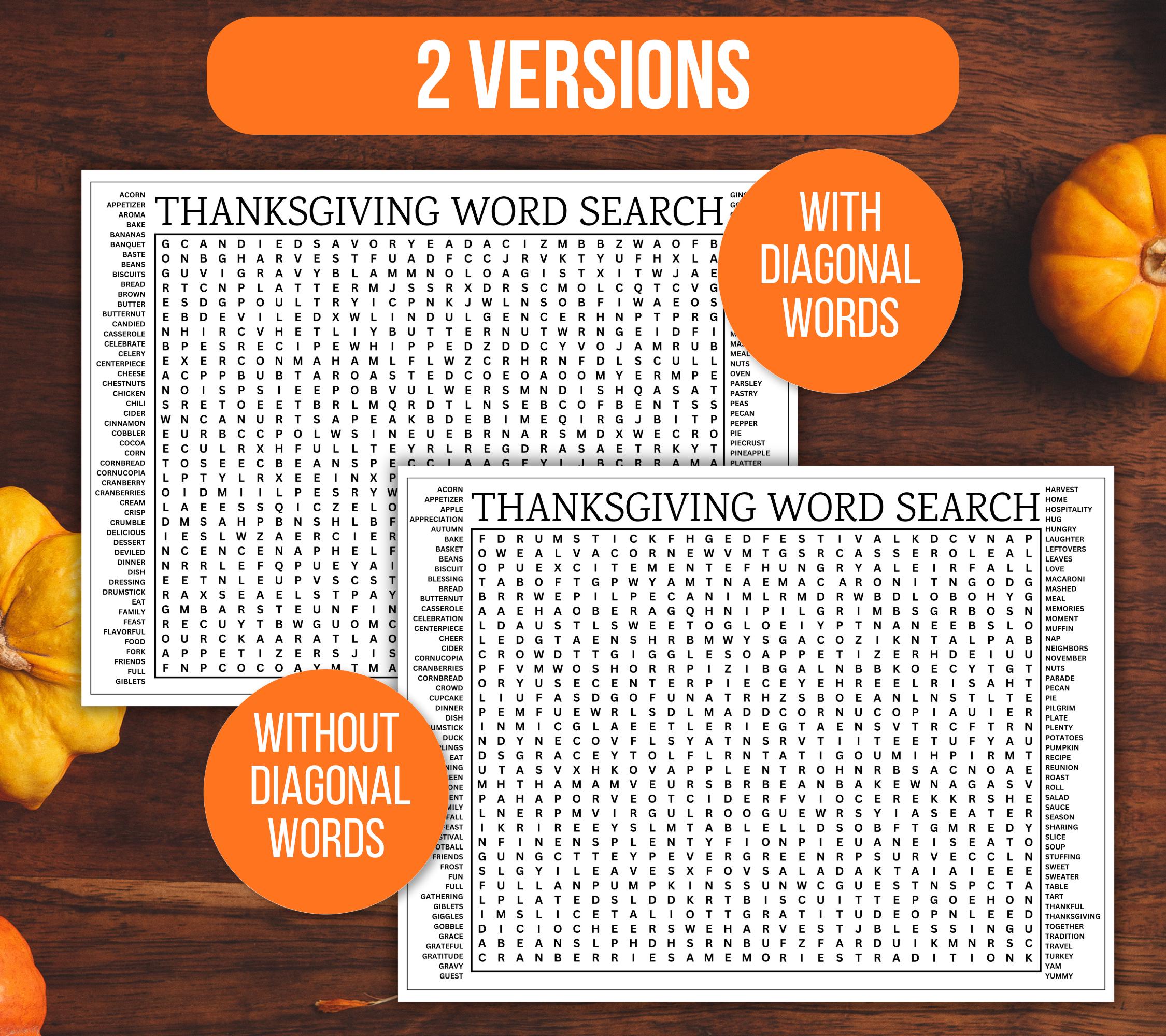 Giant Thanksgiving Word Search, Giant Word Search, Giant Word Find ...