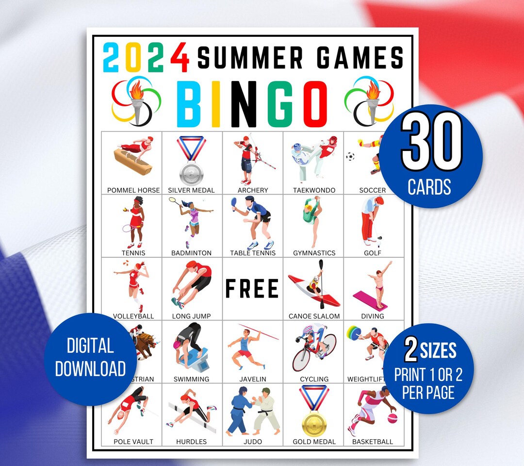 Summer Games Bingo, 30 Summer Games Bingo Cards, Summer Games, Summer ...