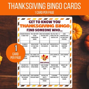 Thanksgiving Get to Know You Bingo, Find Someone Who Bingo, Find the ...