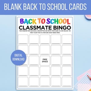 Back to School Bingo, Back to School Games, Classmate Bingo, Get to ...