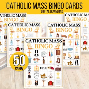 Catholic Mass Bingo, First Communion Bingo, 50 Catholic Mass Bingo ...