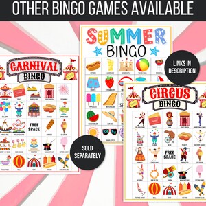 Circus Bingo, 30 Printable Circus Bingo Cards, Circus Party Game ...