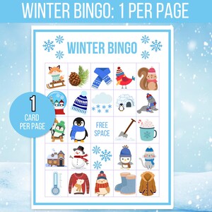 Winter Bingo, 30 Printable Winter Bingo Cards, Winter Activity for Kids ...