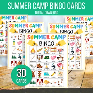 Summer Camp Bingo, 30 Summer Camp Bingo Cards, Summer Camp Game, Camp ...