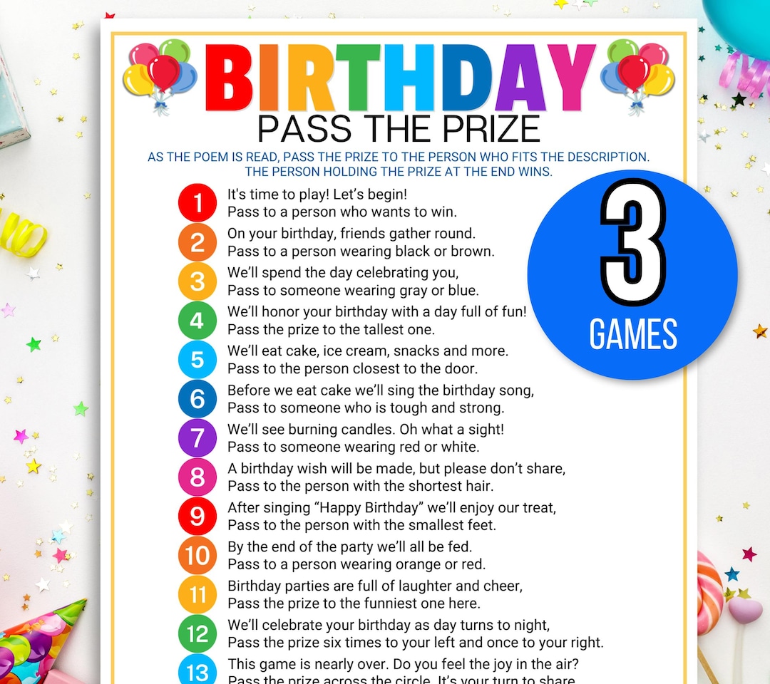 Birthday Pass the Prize Games, Pass the Prize Birthday Games, Birthday ...