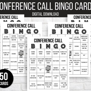 Conference Call Bingo, 50 Conference Call Bingo Game Cards, Conference ...