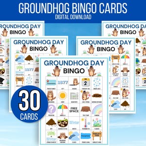 Groundhog Day Bingo, 30 Printable Groundhog Day Bingo Cards, Groundhog ...